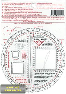 Originalus Karinis matlankis RM Military Protractor Round.